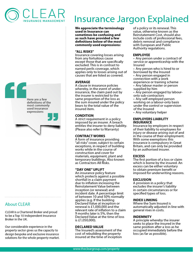 Insurance Jargon Explained | PDF | Insurance | Private Law