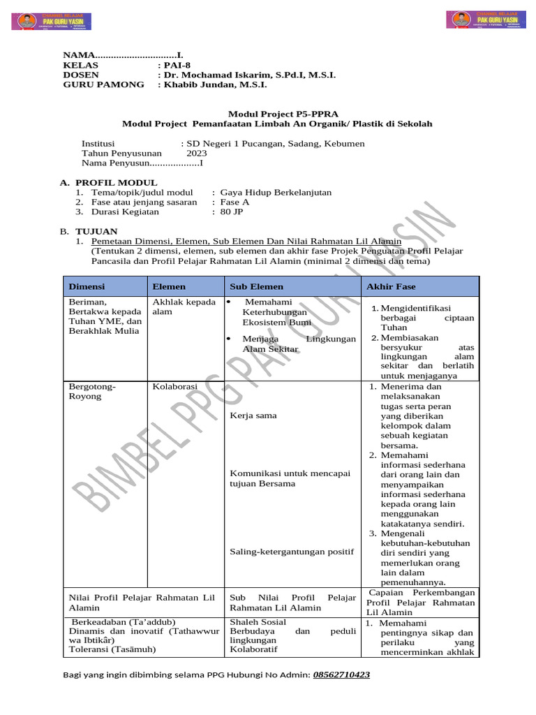 FASE A TUGAS KB 10 - Modul Project P5 PPRA - BIMBEL PPG PAK GURU YASIN ...