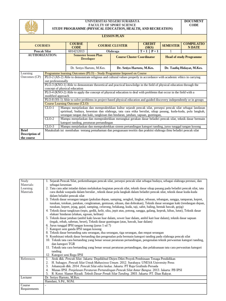 SMT 1 Pencak Silat | PDF