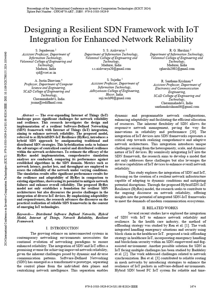 Designing A Resilient SDN Framework With IoT Integration For Enhanced ...