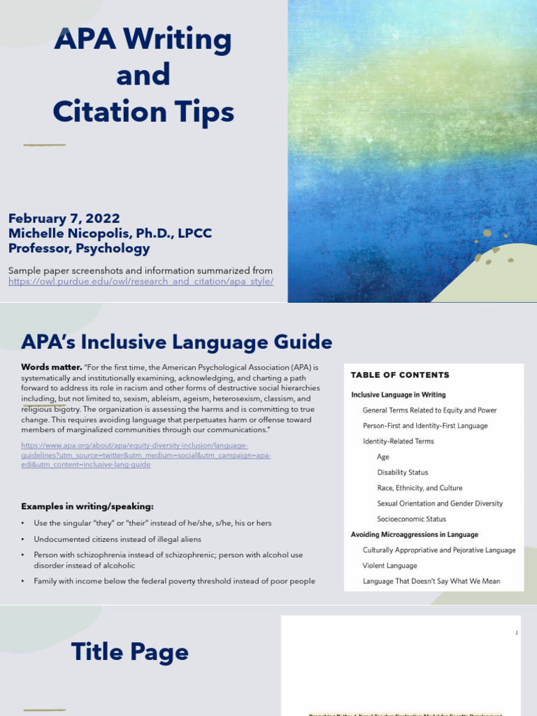 APA Writing Tips | PDF