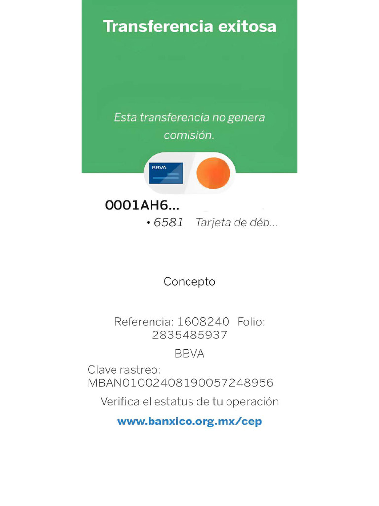 Comprobante Transferencia BBVA | PDF Comprobante Transferencia BBVA | PDF