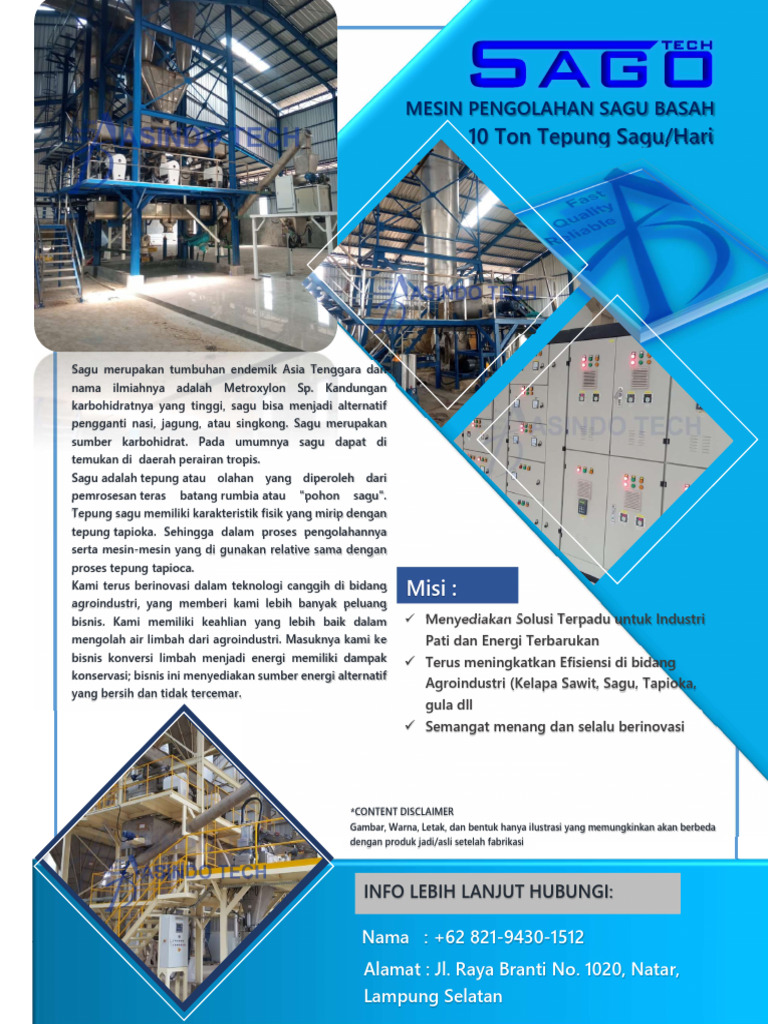 10 Ton Tepung Sagu/Hari: Mesin Pengolahan Sagu Basah | PDF