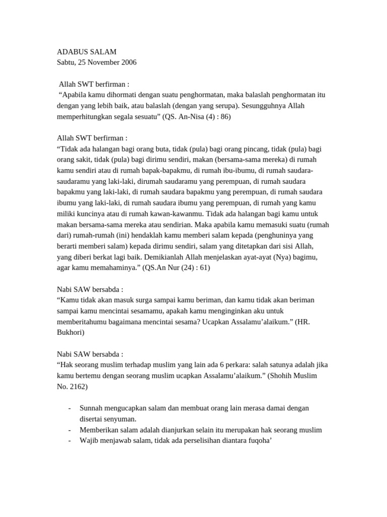 Adabus Salam | PDF