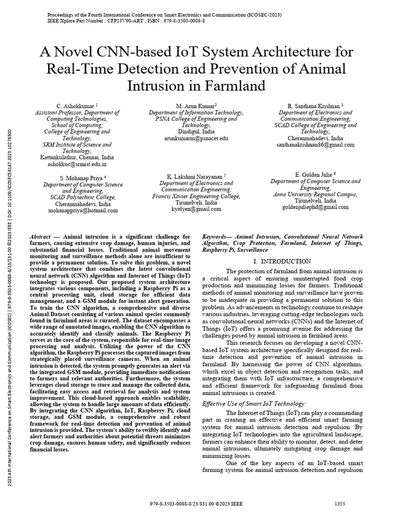 A Novel CNN-based IoT System Architecture For | PDF