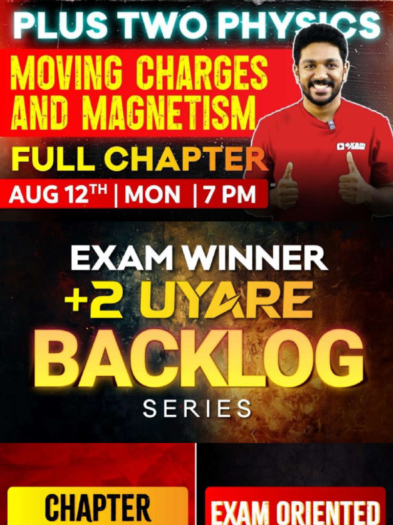 +2 PHYSICS - Moving Charges & Magnetism Youtube One Shot Notes | PDF