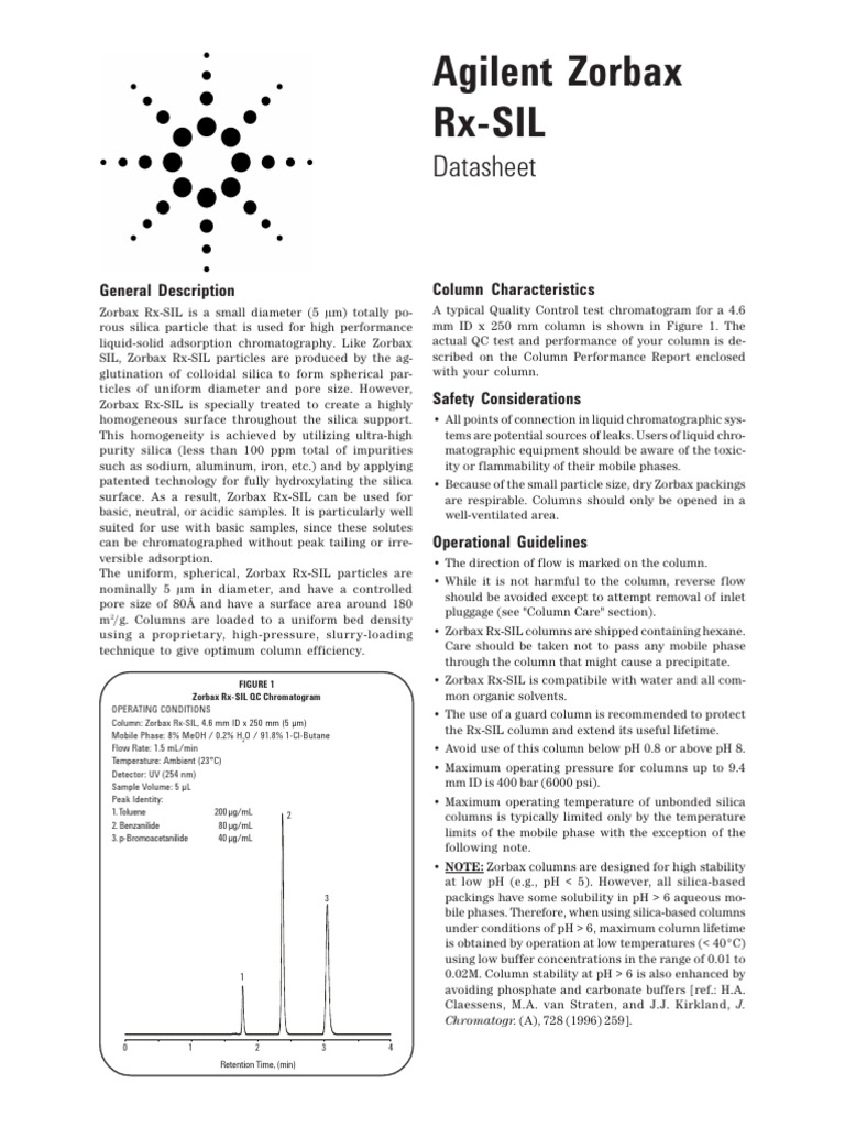 Agilent Zorbax Rx-SIL: Datasheet | PDF