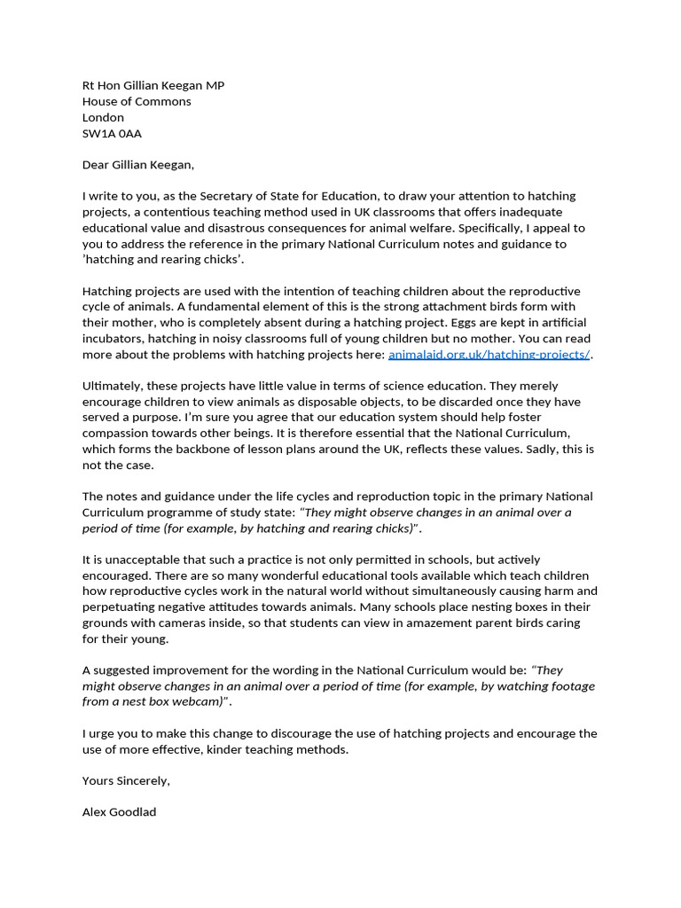 Hatching Projects Letter For Supporters 1 | PDF