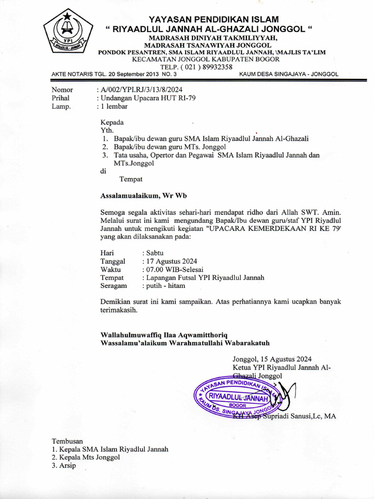 Undangan Upacara Hut RI | PDF