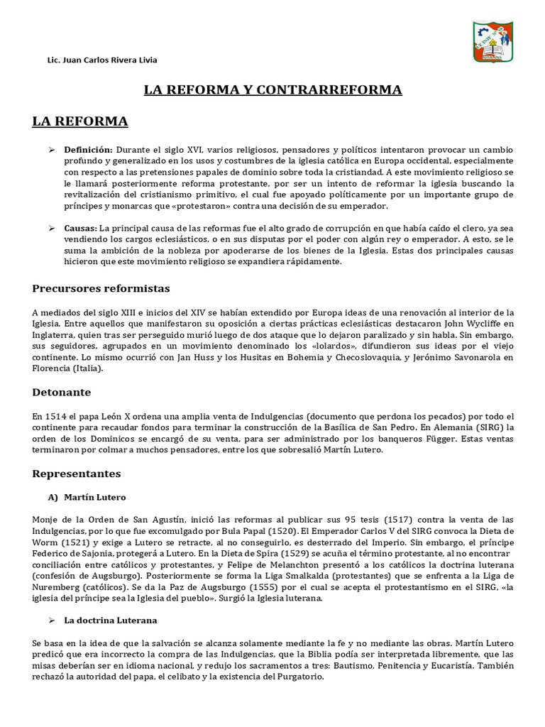 La Reforma y Contrareforma | PDF