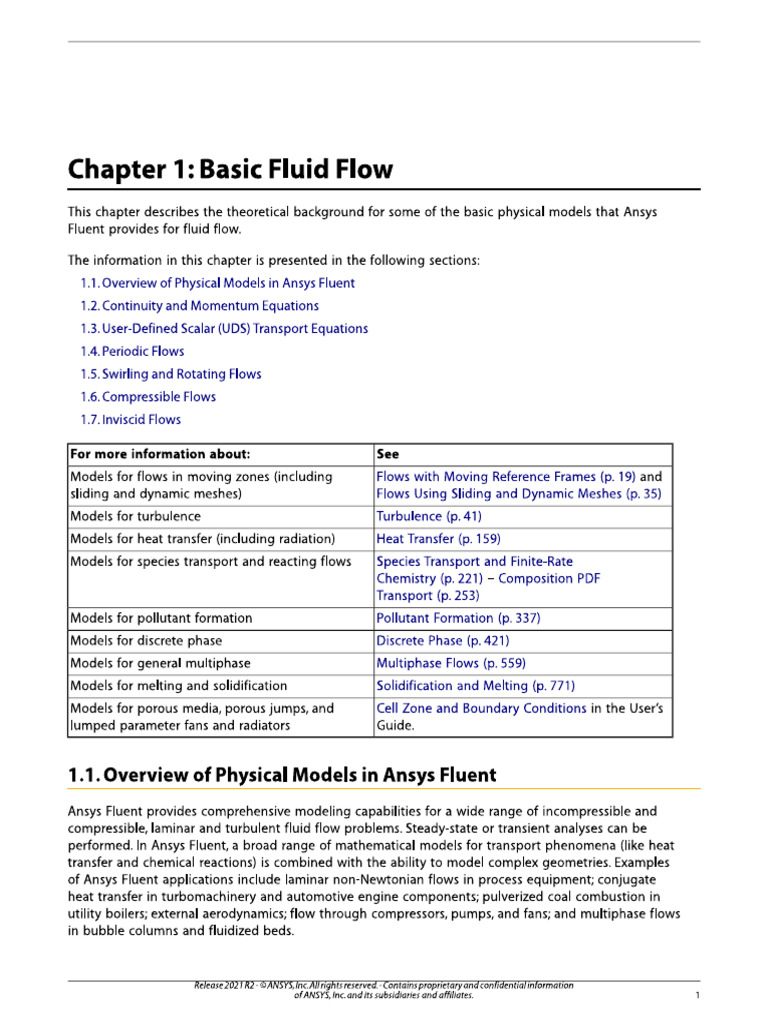 Ansys Fluent Theory Guide - Chapter 1 | PDF