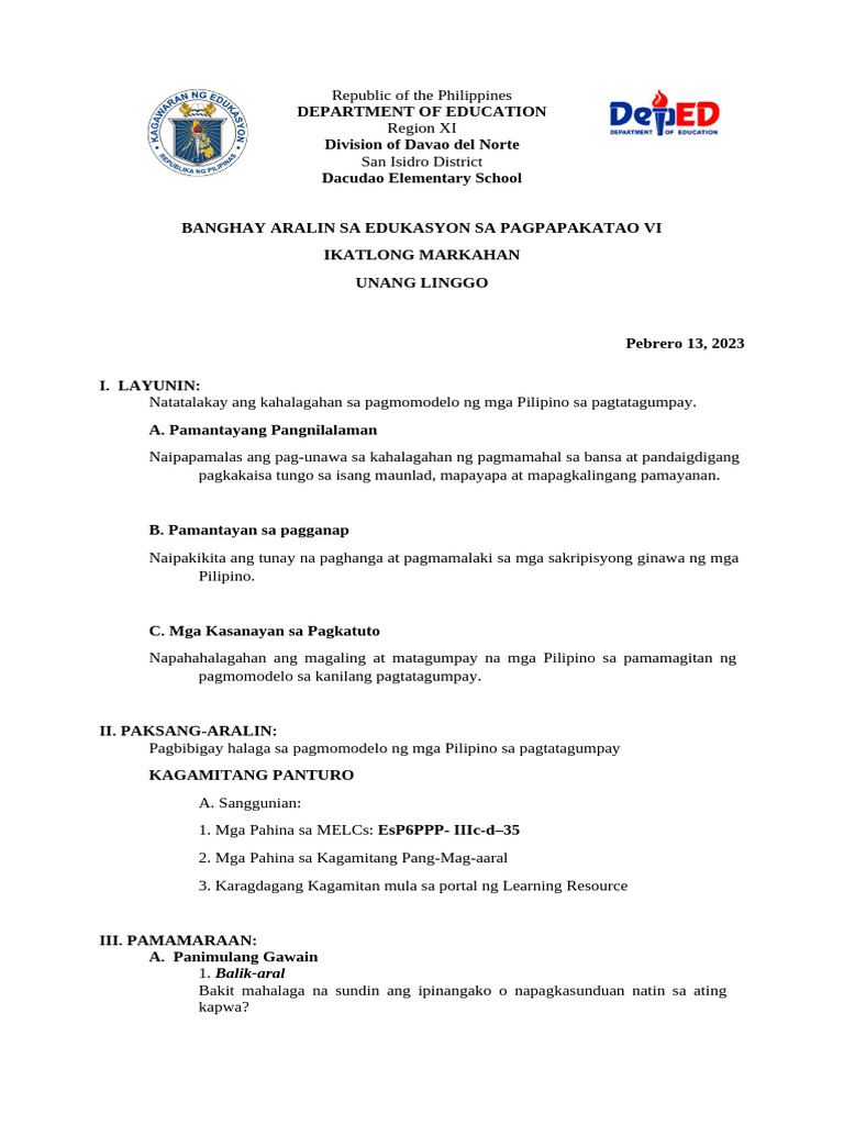 ESP Lesson Plan | PDF