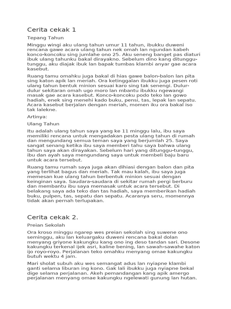 Cerkak Bahasa Jawa | PDF