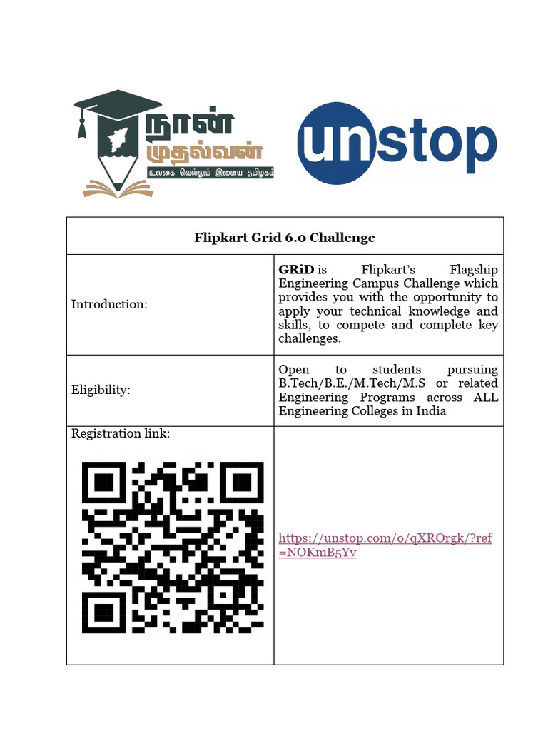 Image - 52a483a7 - Naan Mudhalvan and Unstop Collaboration | PDF