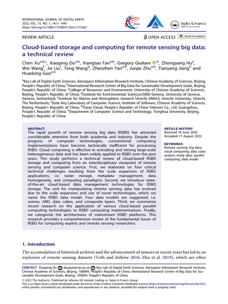 Cloud-Based Storage and Computing For Remote Sensi | PDF