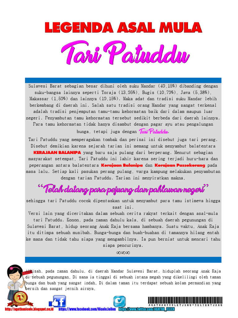 Legenda Sulawesi Barat - Legenda Asal Mula Tari Patuddu | PDF