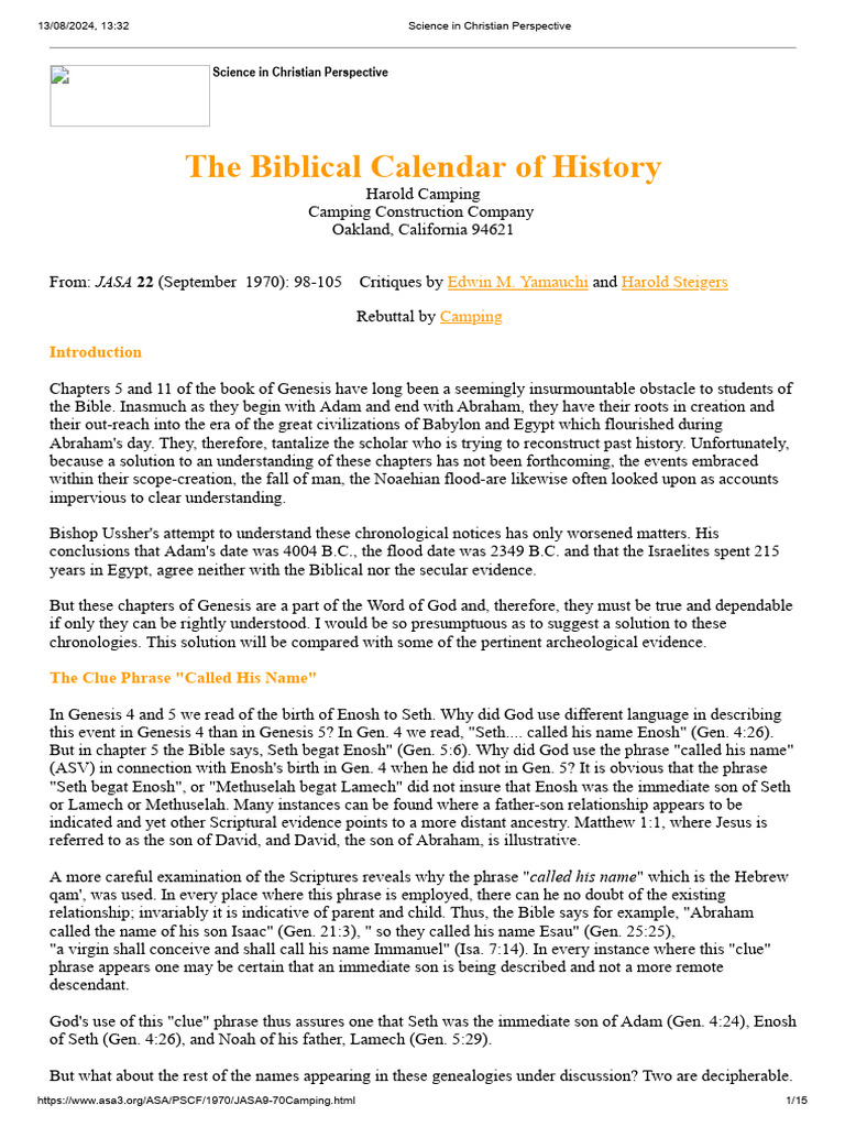 History Of The Biblical Calendar – PPWBP