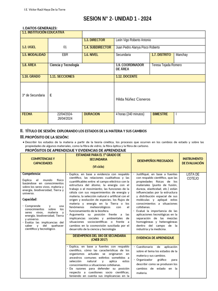 3°sec - UNIDAD 1 - SESIÓN Act. 2 - Explorando Los Estados de La Materia y Sus Cambios | PDF