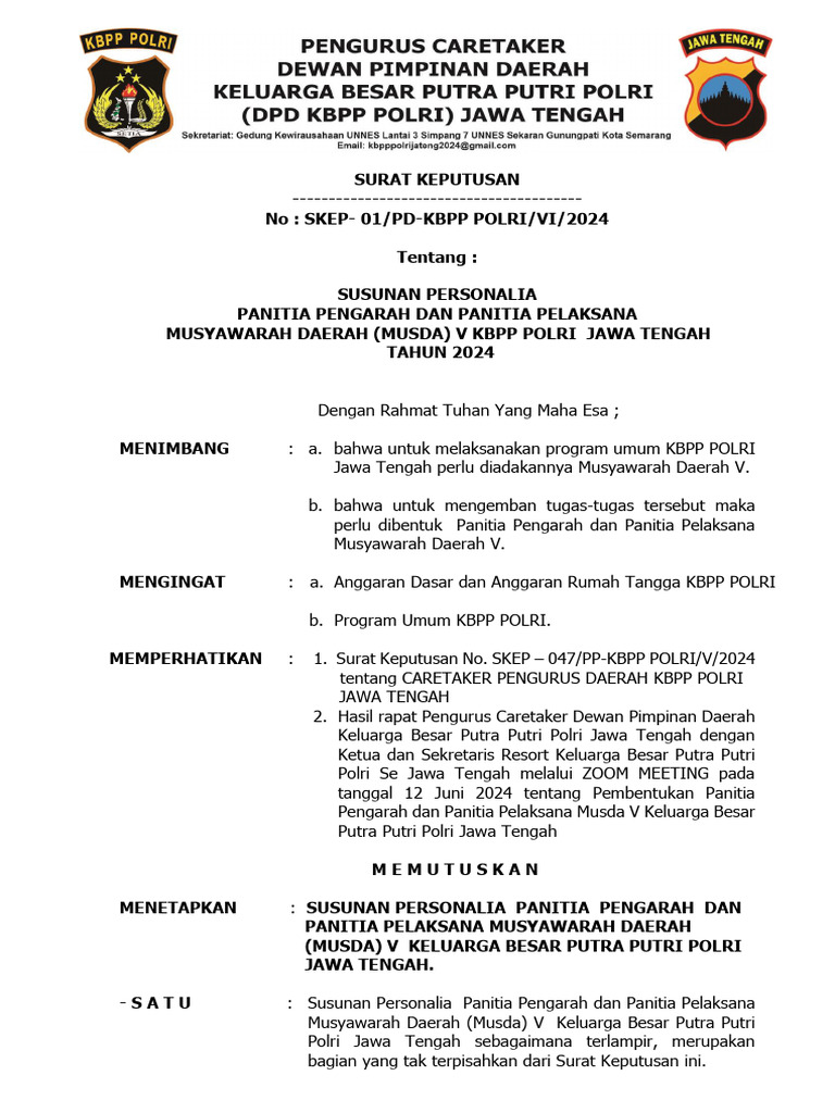 Skep Panitia Musda 2024 - 240729 - 080146 | PDF