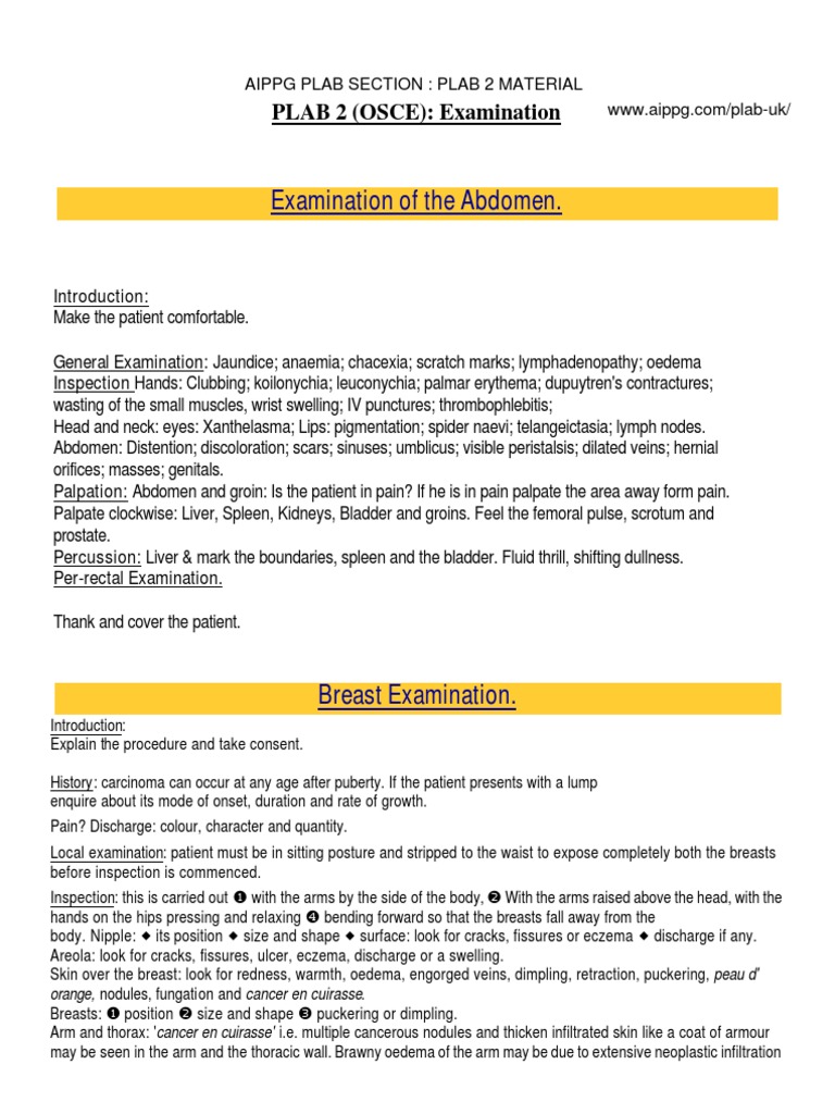 PLAB Examination Skills | PDF