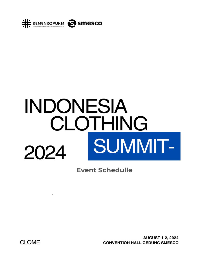 Jadwal - Indonesia Clothing Summit 2024 | PDF