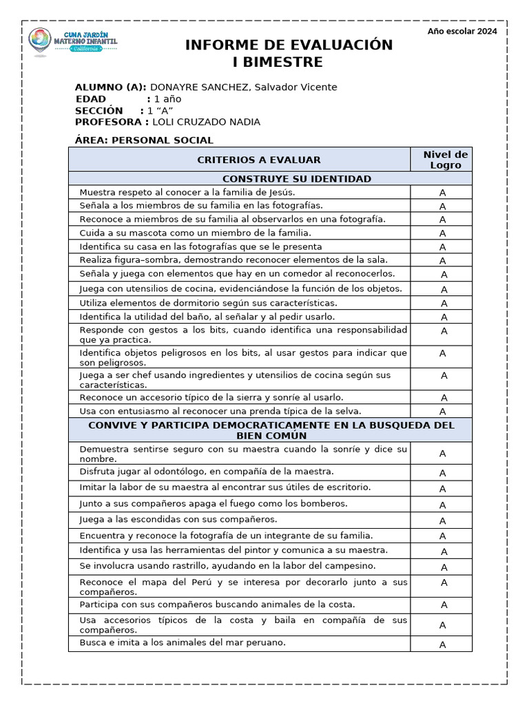 FORMATO DE INFORME DE NOTAS II BIMESTRE NADIA OBSERVADO (2) | PDF