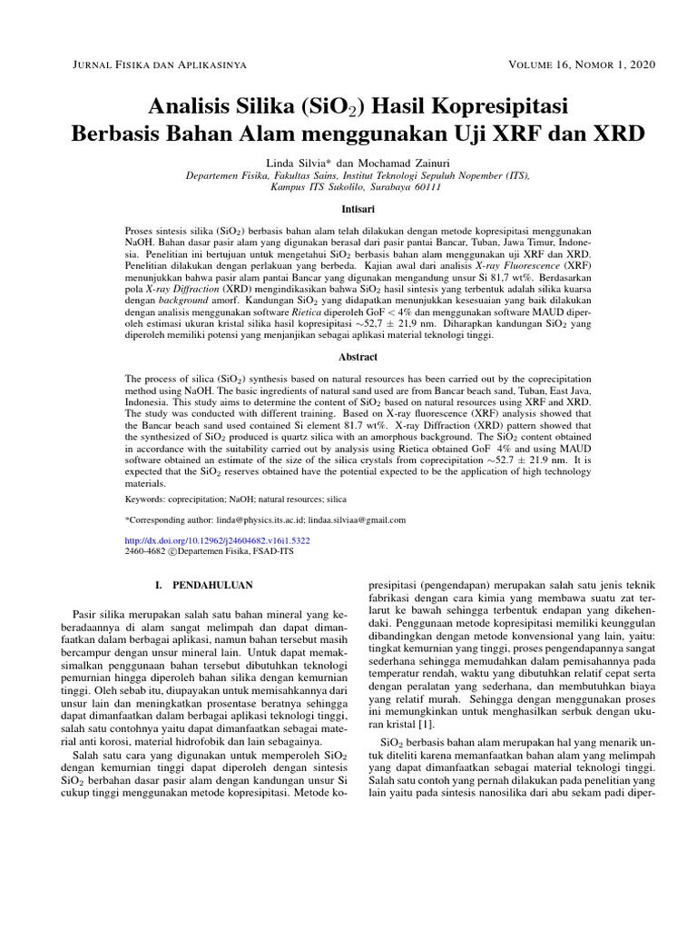 Analisis Silika SiO2 Hasil Kopresipitasi | PDF