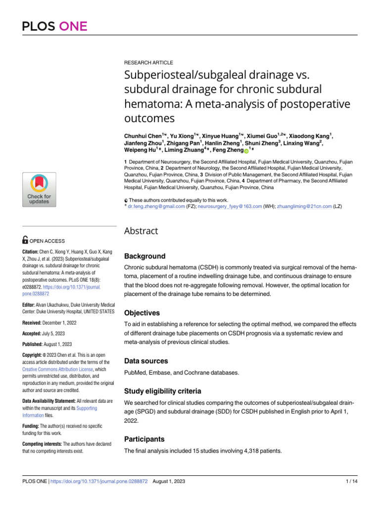 Subperiostealsubgaleal Drainage Vs Subdural Draina | PDF