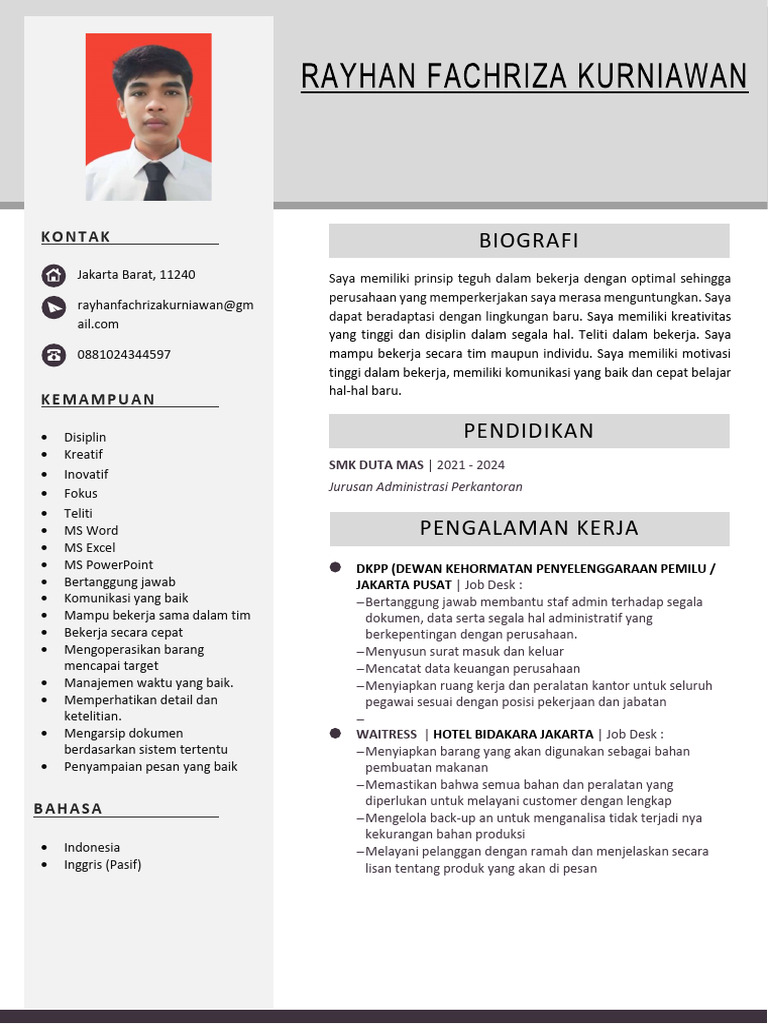 CV - Rayhan Fachriza Kurniawan | PDF