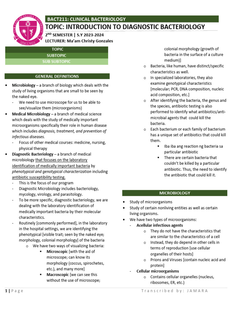 Introduction To Diagnostic Microbiology | PDF | Pathogen | Infection