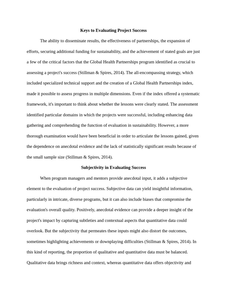 Keys To Evaluating Project Success | PDF | Evaluation | Cognition