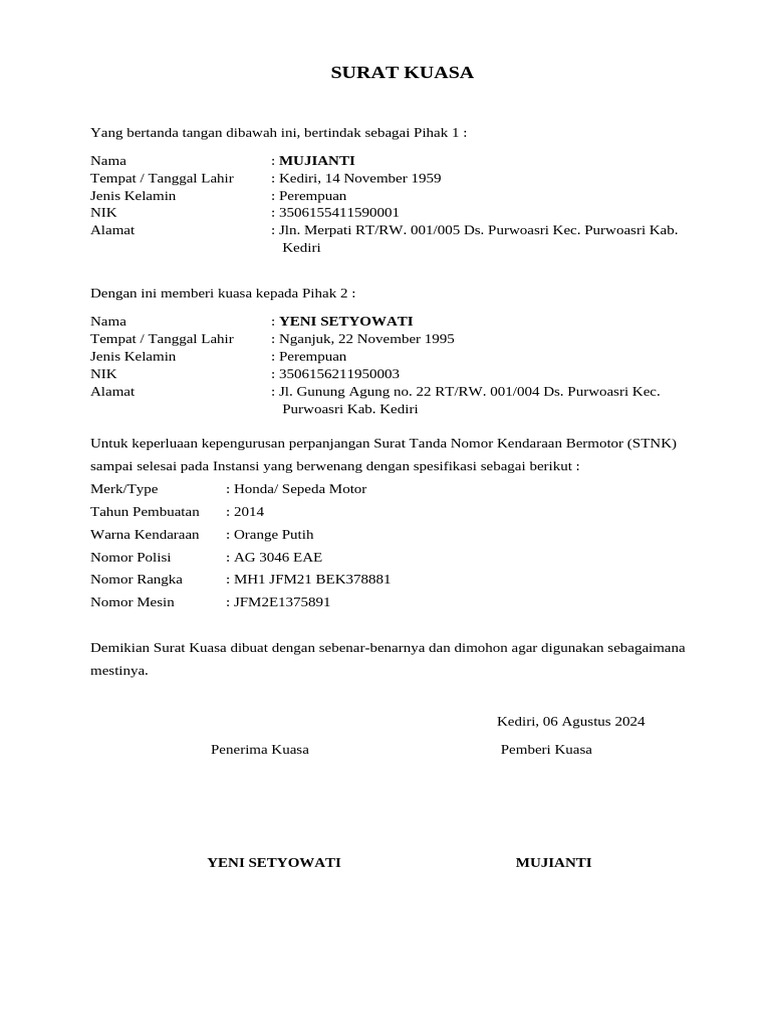 Surat Kuasa STNK | PDF