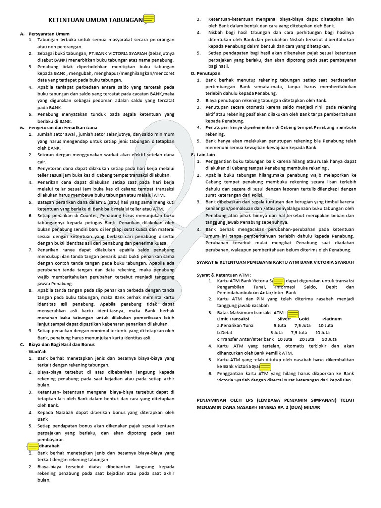 KETENTUAN UMUM TABUNGAN Review_New | PDF