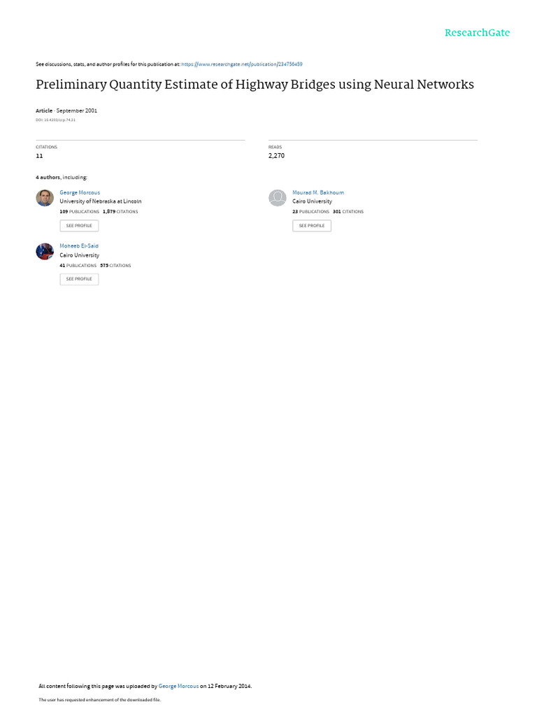 Prelim Qty Estimate Using Neural Networks | PDF