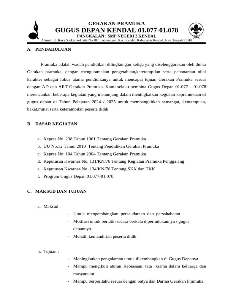Program Kerja Pramuka | PDF