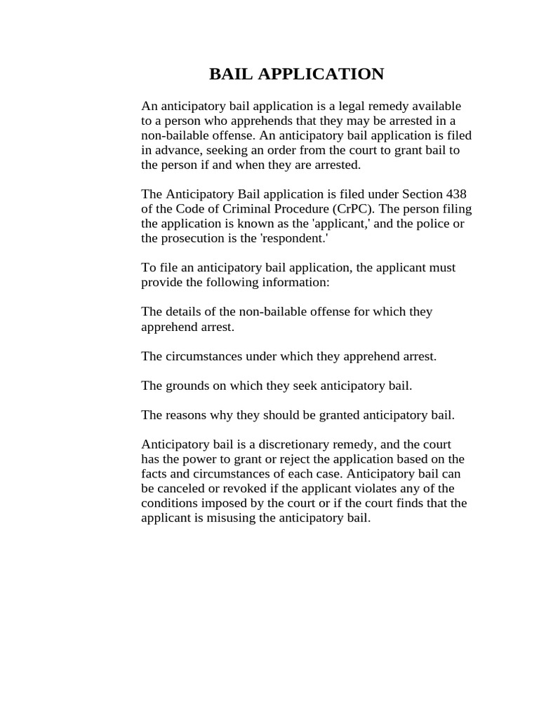BAIL APPLICATION | PDF