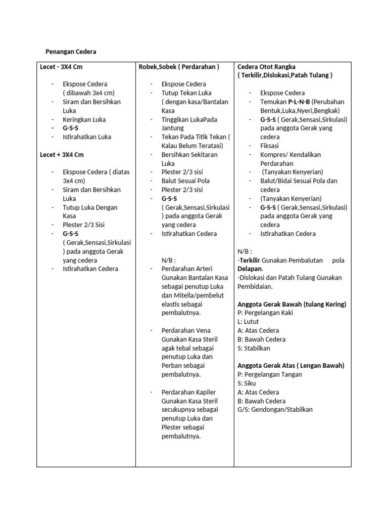 Penangan Cedera | PDF