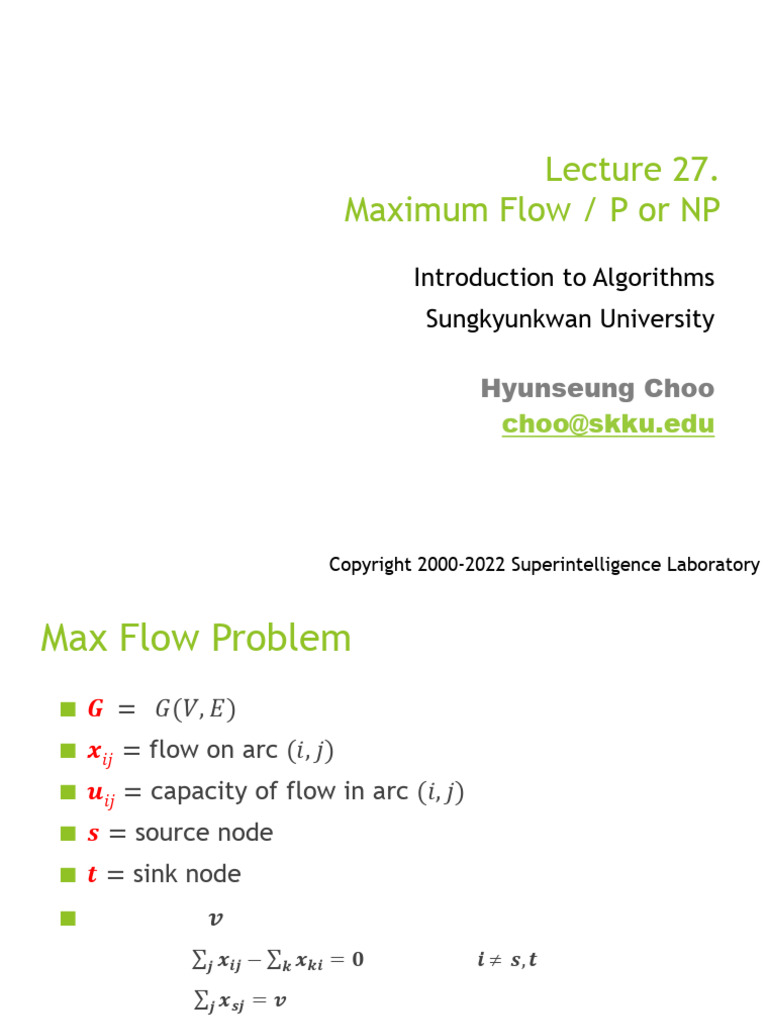 Lecture 27 - MaximumFlow - NP-Completeness | PDF | Time Complexity | Science & Mathematics