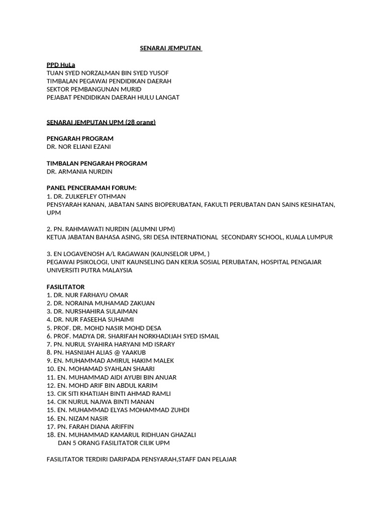 Senarai Tetamu Jemputan | PDF