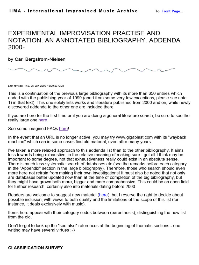 Experimental Improvisation Practise and Notation 2000 | PDF