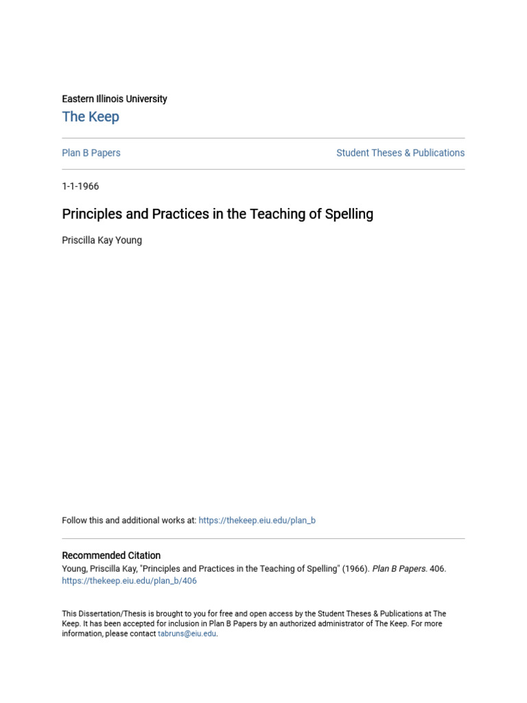 Principles and Practices in The Teaching of Spelling | PDF