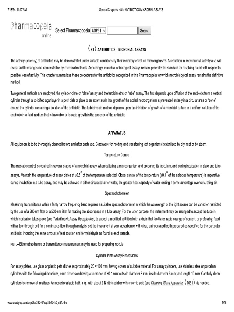 General Chapters - 81 - ANTIBIOTICS-MICROBIAL ASSAYS | PDF