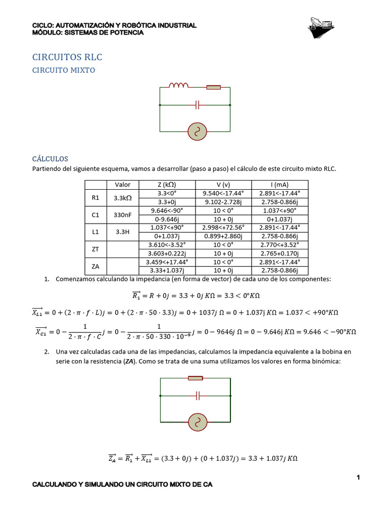 Cálculo de Un Circuito Mixto en CA | PDF