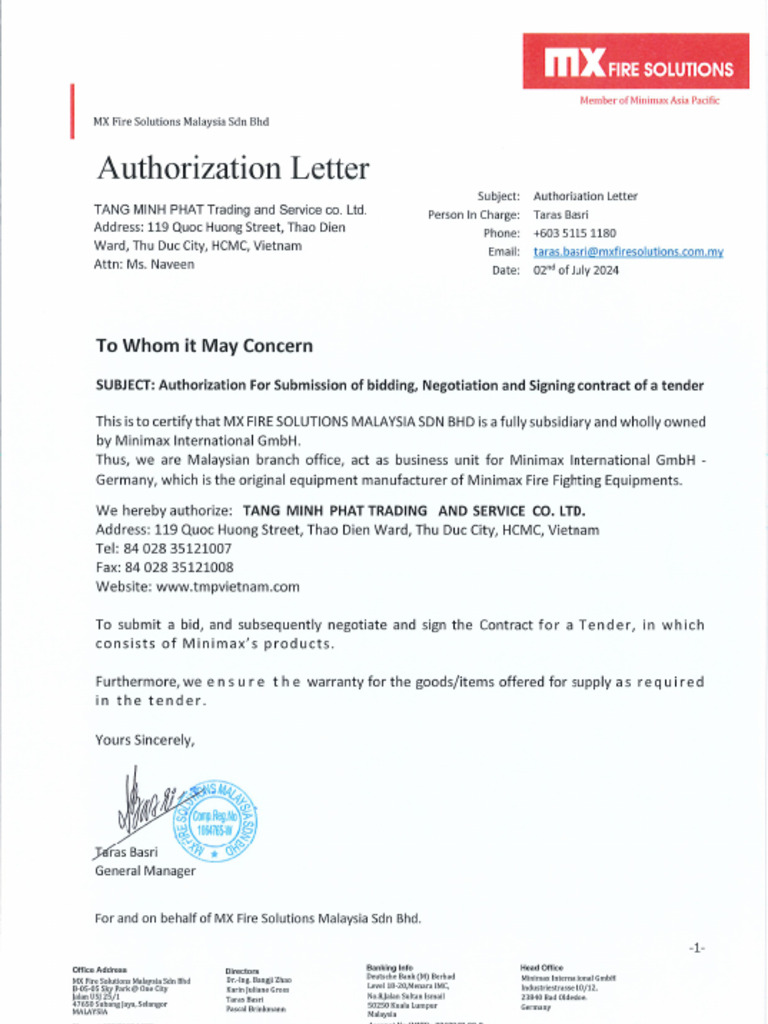 Authorization Letter TMP MINIMAX 02july-2024 | PDF