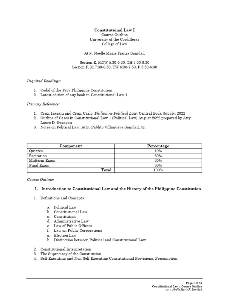 SYLLABUS - Consti Law 1 | PDF