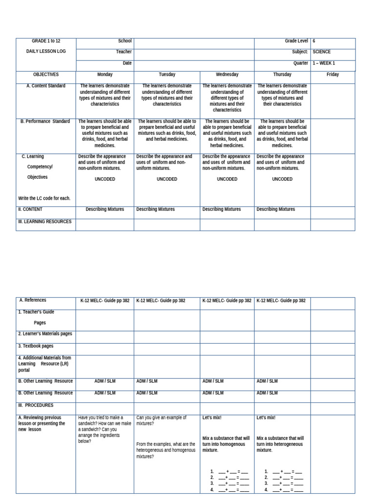 WEEK1-dll-SCIENCE - 6 | PDF
