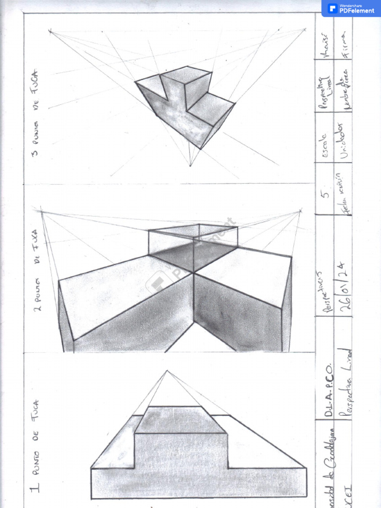 Proyeccion Lineal A 1, 2 y 3 Puntos Fuga | PDF