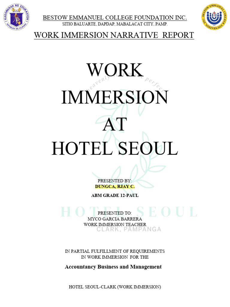 Work Immersion Narrative Reportjhayd | PDF