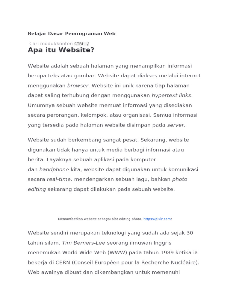 Belajar Dasar Pemrograman Web | PDF