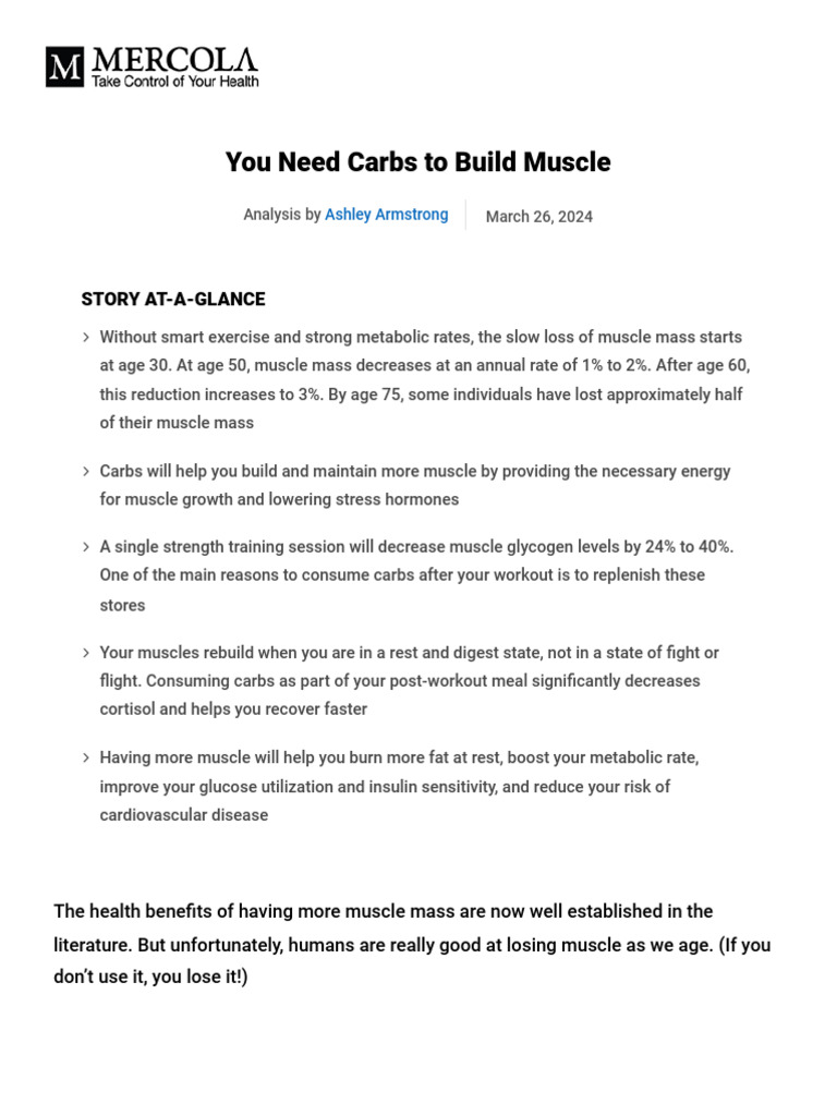 Carbs For Muscle PDF | PDF